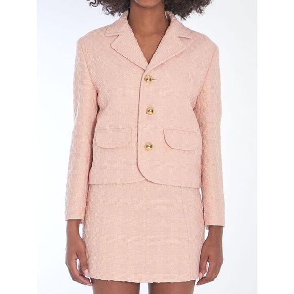 Celine | Jackets & Coats | Celine Textured Button Front Cropped Jacket ...